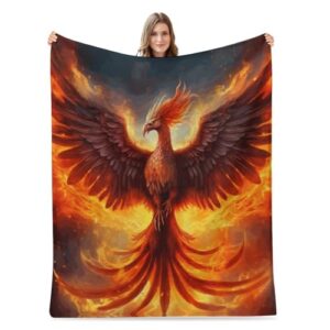 delerain burning bird flannel fleece throw blanket 50"x60" living room/bedroom/sofa couch warm soft bed blanket for kids teens boys girls all season