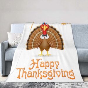 Throw Blanket 30x40 Inch,Thanksgiving Turkey Bird White Flannel Soft Cozy Fluffy Throw Blankets and Warm Throws for Adults in Couch Sofa Bed 40x30 Inch