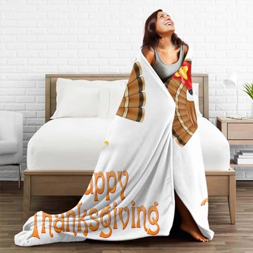 Throw Blanket 30x40 Inch,Thanksgiving Turkey Bird White Flannel Soft Cozy Fluffy Throw Blankets and Warm Throws for Adults in Couch Sofa Bed 40x30 Inch