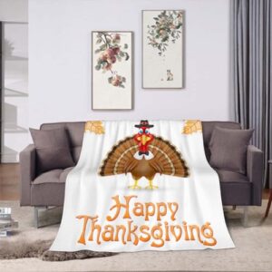 Throw Blanket 30x40 Inch,Thanksgiving Turkey Bird White Flannel Soft Cozy Fluffy Throw Blankets and Warm Throws for Adults in Couch Sofa Bed 40x30 Inch