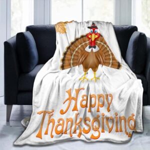 Throw Blanket 30x40 Inch,Thanksgiving Turkey Bird White Flannel Soft Cozy Fluffy Throw Blankets and Warm Throws for Adults in Couch Sofa Bed 40x30 Inch