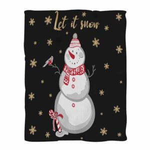 aoyego let it snow toddler blanket christmas snowman red and white hat golden snowflake cute bird bed blankets for boys girls crib blanket lightweight soft 30"x40"