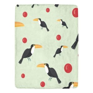 rankoo bird with red fruit throw blanket ultra-soft micro flannel blanket, lightweight warm fuzzy cozy blanket, big fall winter throw blanket for couch bed sofa living room, 60" x 80"