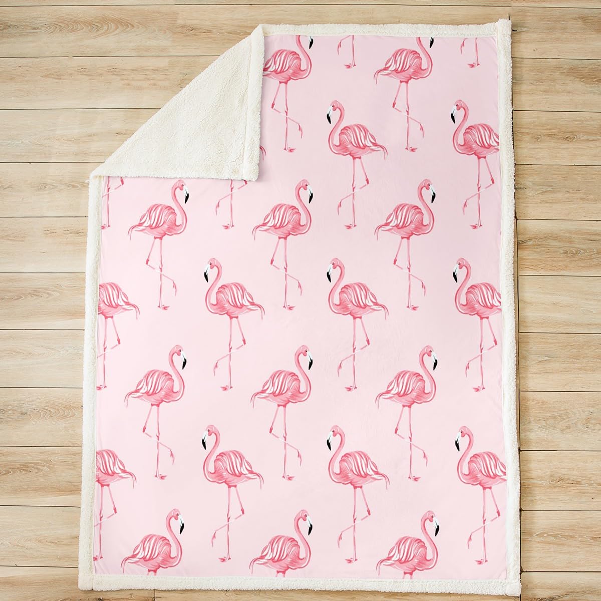 Feelyou Pink Flamingo Fleece Throw Blanket Tropical Flamingo Plush Blanket Bird Print Sherpa Blanket for Kids Nature Theme Fuzzy Blanket Baby 30"x40"