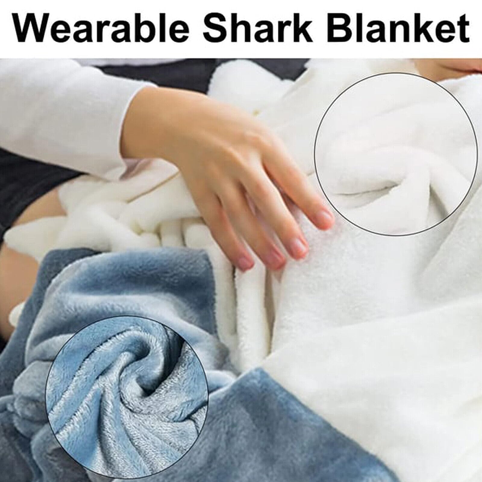 Sharks Blankets Hoodie for Adult, Sharks Blankets Super Soft Cozy Hoodie, Cute Cartoon Animals One-Piece Blanket, Wearable Sharks Blankets Hoodie Sleeping Bag, Ideal Sharks Blankets Gifts(Blue,XXL)