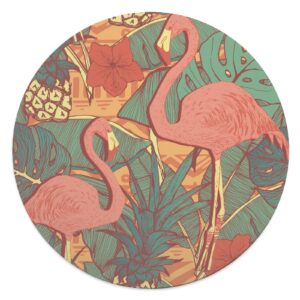 lakimct vintage flamingo birds round soft baby blankets for boys girls, newborn blanket for suitable for swaddling sleep stroller cover nursery blanket, 35 inch