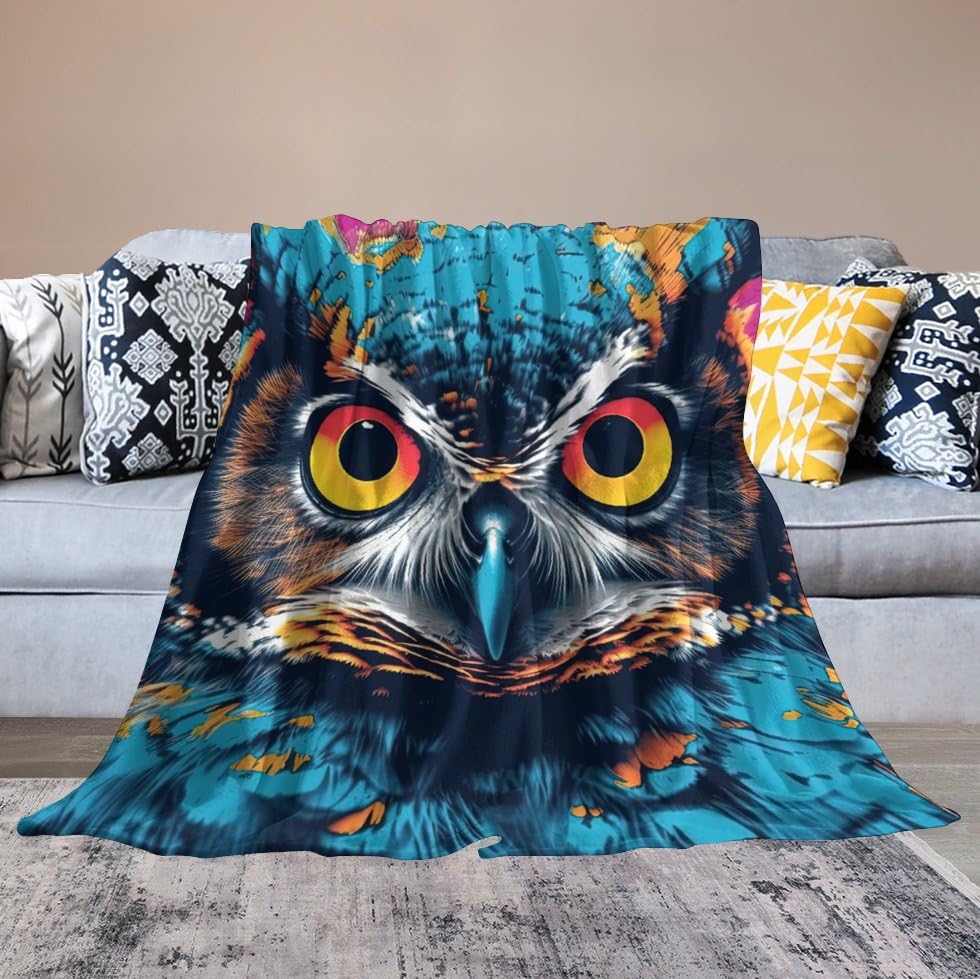 Joint Gou Psychedelic Blanket, Fleece Flannel Cozy Throw Blankets, Breathable Lightweight Warm Bed Blanket Fantasy Bird Blanket for Couch Bed Sofa All Season 50"x60"