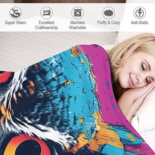 Joint Gou Psychedelic Blanket, Fleece Flannel Cozy Throw Blankets, Breathable Lightweight Warm Bed Blanket Fantasy Bird Blanket for Couch Bed Sofa All Season 50"x60"