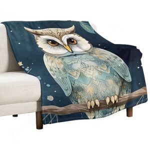 wild animal soft faux fur throw blanket - owl flannel lap blanket for couch sofa or bed, fantasy bird fuzzy fluffy plush blanket, super cozy and comfy for all seasons 30"x40"