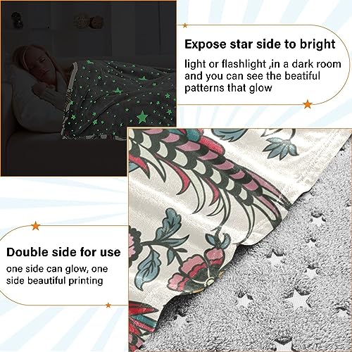 Joko Ivery Flowers Birds Premium Soft Travel Blanket Pillow Airplane Blanket with Hand Luggage Belt & Backpack Clip Travel Essentials 2 in 1 for Office Home Airplane Car