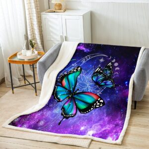 feelyou butterfly blanket 60"x80" for bed sofa couch butterflies print throw blanket sun moon fleece blanket galaxy print plush blanket for boys girls kids adults