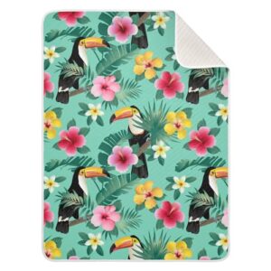 coikll tropical birds and palm leaves baby blanket cotton cozy throw blanket warm nursery swaddle receiving toddler blankets 30" x 40