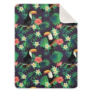 coikll tropical birds and palm leaves baby blanket cotton cozy throw blanket warm nursery swaddle receiving toddler blankets 30" x 40