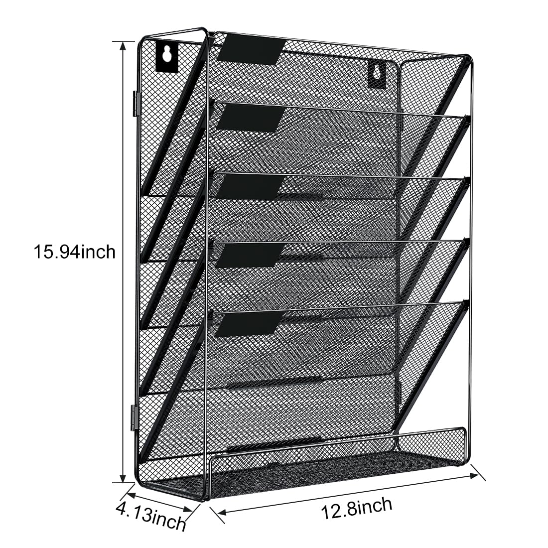 PAG Hanging Wall File Holder,6 Tier Mesh Mail Sorter for Wall,Office Wall Organizer For Papers,Folders,Files Clipboard & Magazine,Black