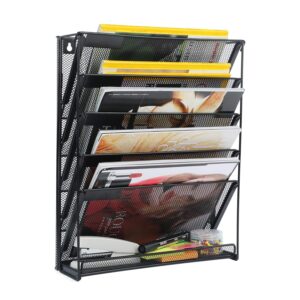 samstar wall file organizer holder, 6-tier wall mount vertical file rack for office home, black.