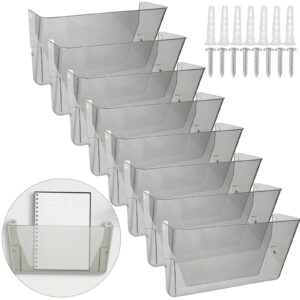 colarr 8 pcs plastic single pocket wall mount file holder hanging file organizer with screws wall file hanging folder letter paper mail organizer for office home classroom(gray)