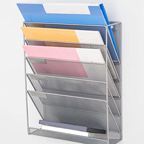 Wall Mail Organizer,5 Pockets Heavy Duty Mesh Wall Hanging File Organizer Wall Mount File Holder for Papers Folders Files Clipboard Magazine Organization