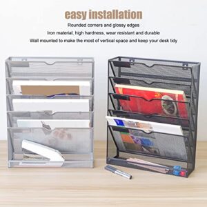 Wall Mail Organizer,5 Pockets Heavy Duty Mesh Wall Hanging File Organizer Wall Mount File Holder for Papers Folders Files Clipboard Magazine Organization