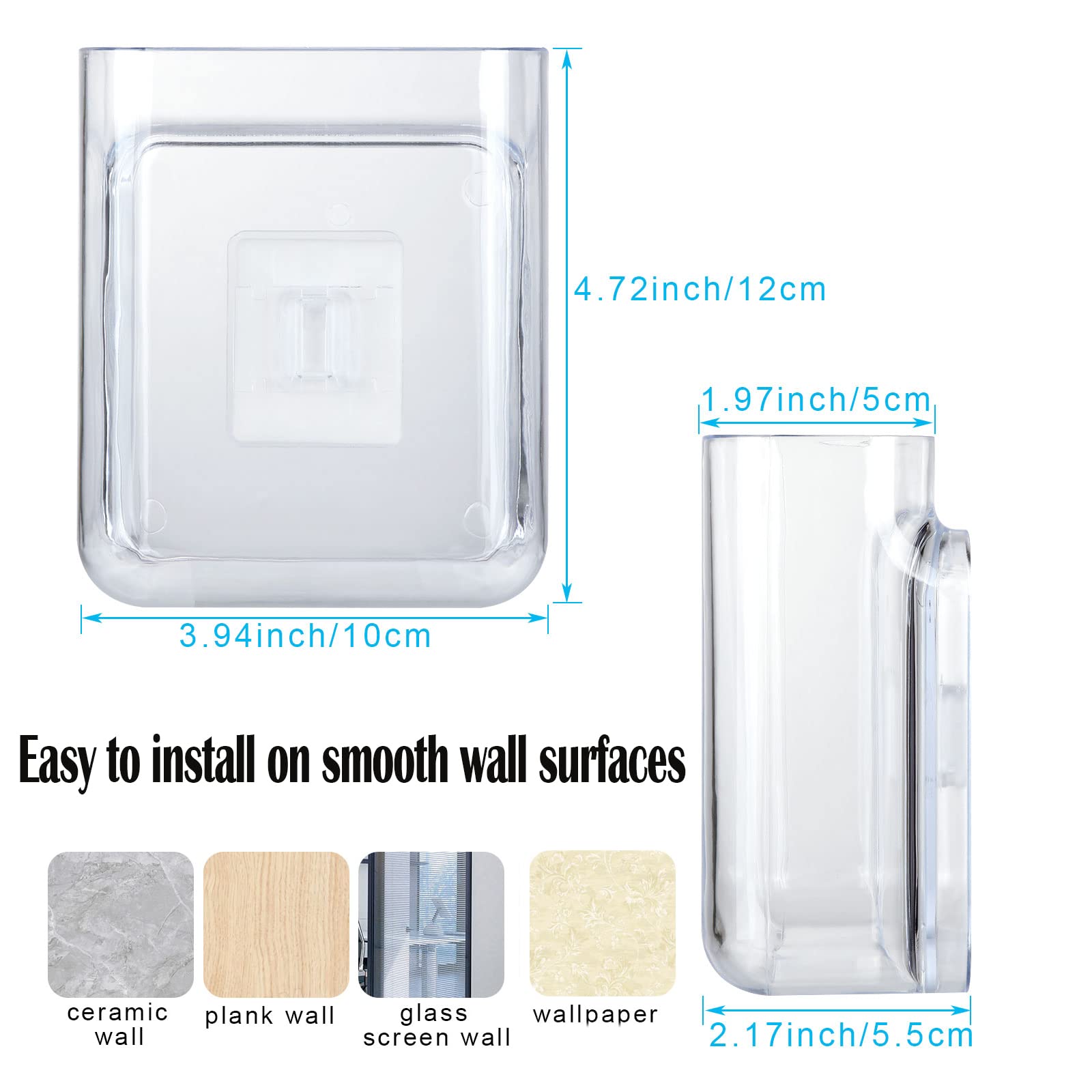 6Pack Plastic Wall Folders, Acrylic Single Pocket Wall Mount File Holder, Clear Hanging Wall File Organizer for Office Home, 4” x 4.7” x 2”