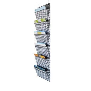 godery sustainable office storage pocket, cascading wall file organizer, 6 pockets, letter size, file folder holders for classroom, office, school and home, 45"h x 13"w - grey