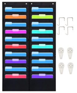 hanging file holder organizer rack, 20 pocket file folders, wall or over the door hangings, art sorter holders for vertical desktop file,wrapping paper,clip,magazine,4 metal hook,decoration office bar