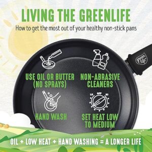 GreenLife Soft Grip Healthy Ceramic Nonstick 16 Piece Kitchen Cookware Pots and Frying Sauce Saute Pans Set, PFAS-Free with Kitchen Utensils and Lid, Dishwasher Safe, Black Diamond