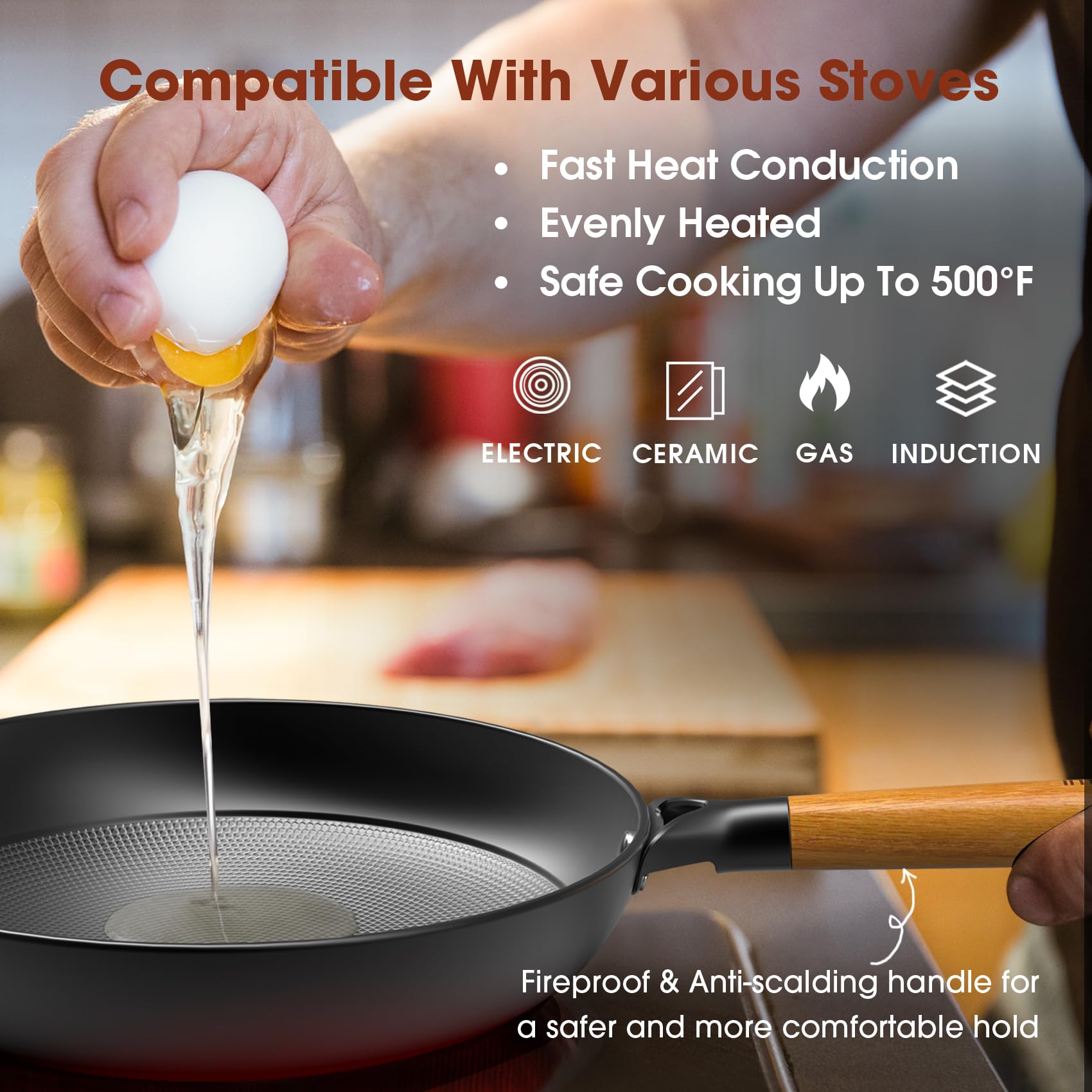 imarku Pot Set with Removeable Handle, 8inch & 12inch Honeycomb Nonstick Frying Pan Set, Dishwasher Safe, Oven Safe Fast Heating Pots and Pans Set, Induction Non Stick Frying Pans