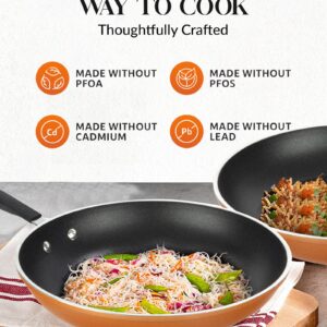 GOTHAM STEEL Copper Cast Frying Pan Set, 3 Piece Nonstick Copper Fry Pans, 8”, 10” & 12” Nonstick Frying Pans, Nonstick Skillet Set, Omelet Pan, Cookware, PFOA Free, Dishwasher Safe Cool Touch Handle