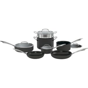 cuisinart anodized 11-piece cookware set dishwasher-safe-hard, black