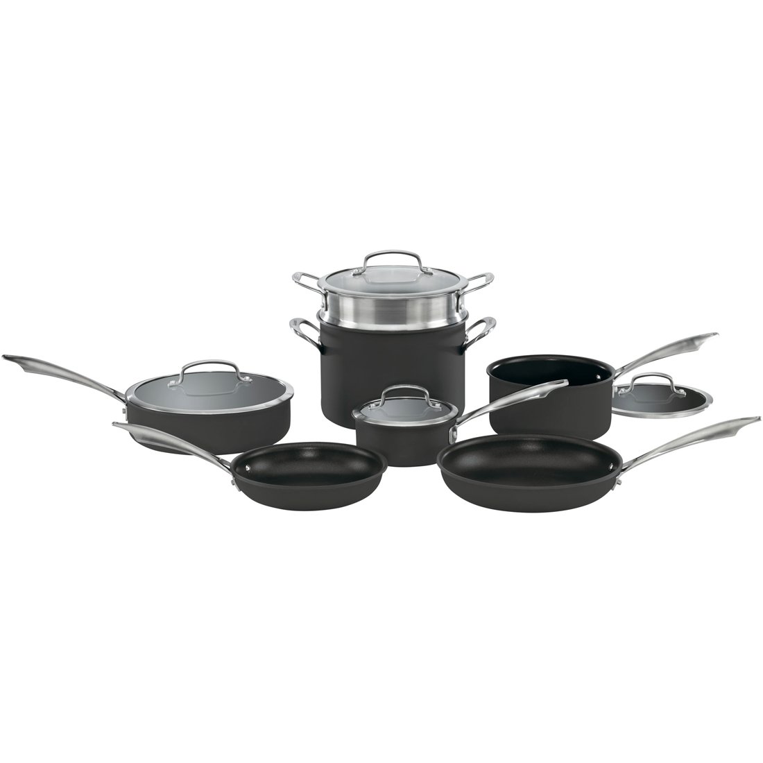 Cuisinart Anodized 11-Piece Cookware Set Dishwasher-Safe-Hard, Black