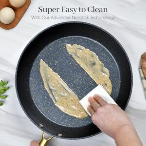 Non Stick Frying Pans Set with Lids, 10 & 11 Inch PFOA-Free Granite Coating Fry Pan, 4 PCS Skillet Sets for Cooking, Stainless Steel Handle Chef’s Pan, Gas Stove Top Induction, Oven Dishwasher Safe