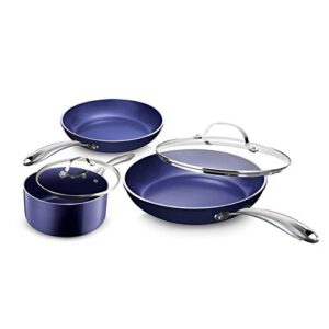 nonstick pots and pans set 5 piece nonstick cookware set stay cool handles, dishwasher safe dorm room essentials cookware set, includes fry pans, saucepan/pot and lids college essentials kitchen set