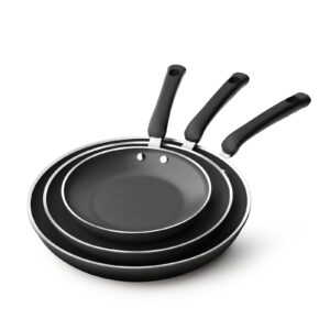 all in one pan 3 piece frying pan set, essential aluminum scratch nonstick frying pans, 8" 9.5" 11" cookware set(upgrade) dishwasher safe