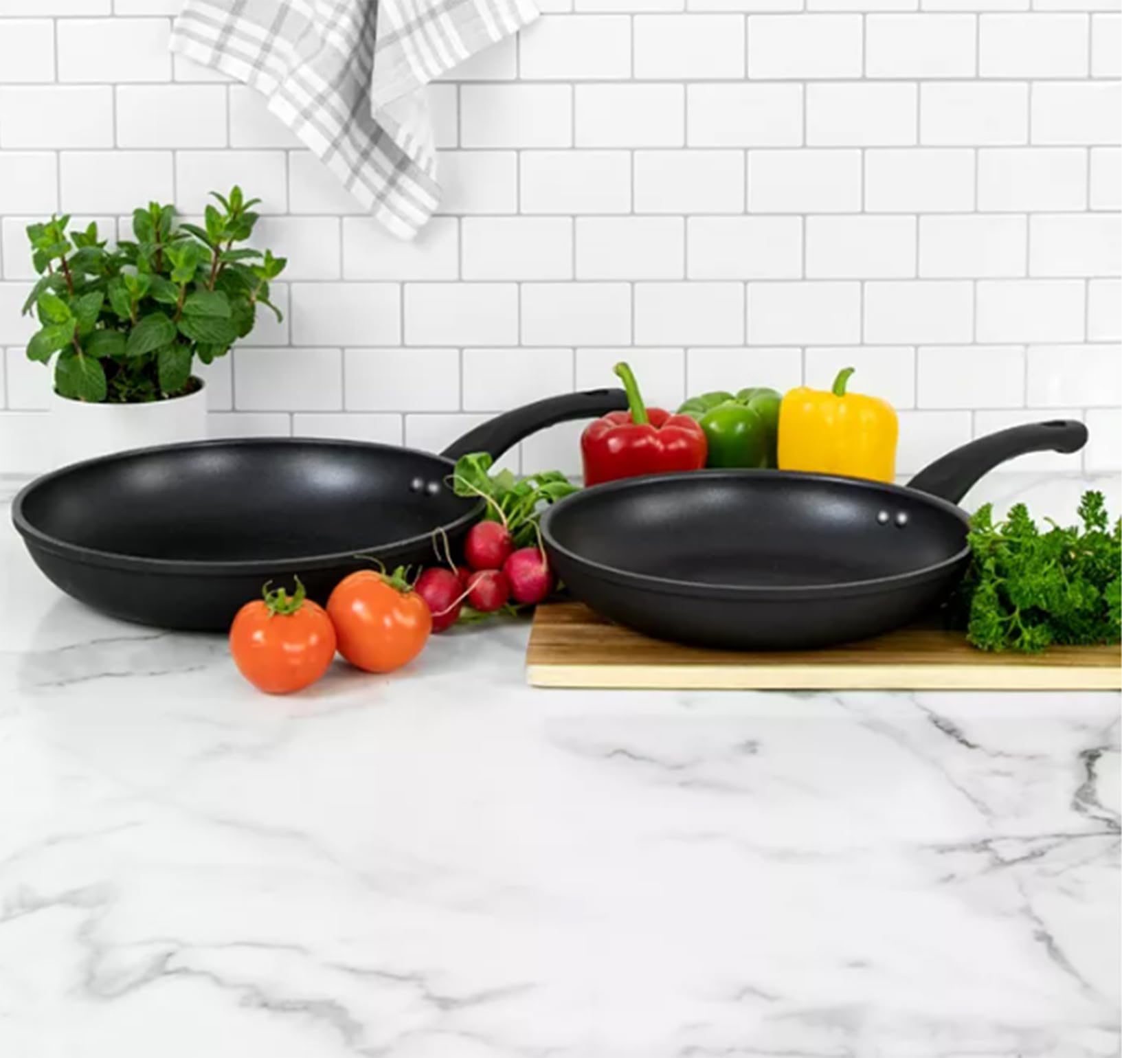 All in One Pan 3 Piece Frying Pan Set, Essential Aluminum Scratch Nonstick frying pans, 8" 9.5" 11" Cookware Set(Upgrade) Dishwasher Safe