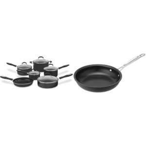 cuisinart 11-piece set advantage nonstick cookware, black & 622-20 chef's classic 8-inch open skillet nonstick-hard-anodized