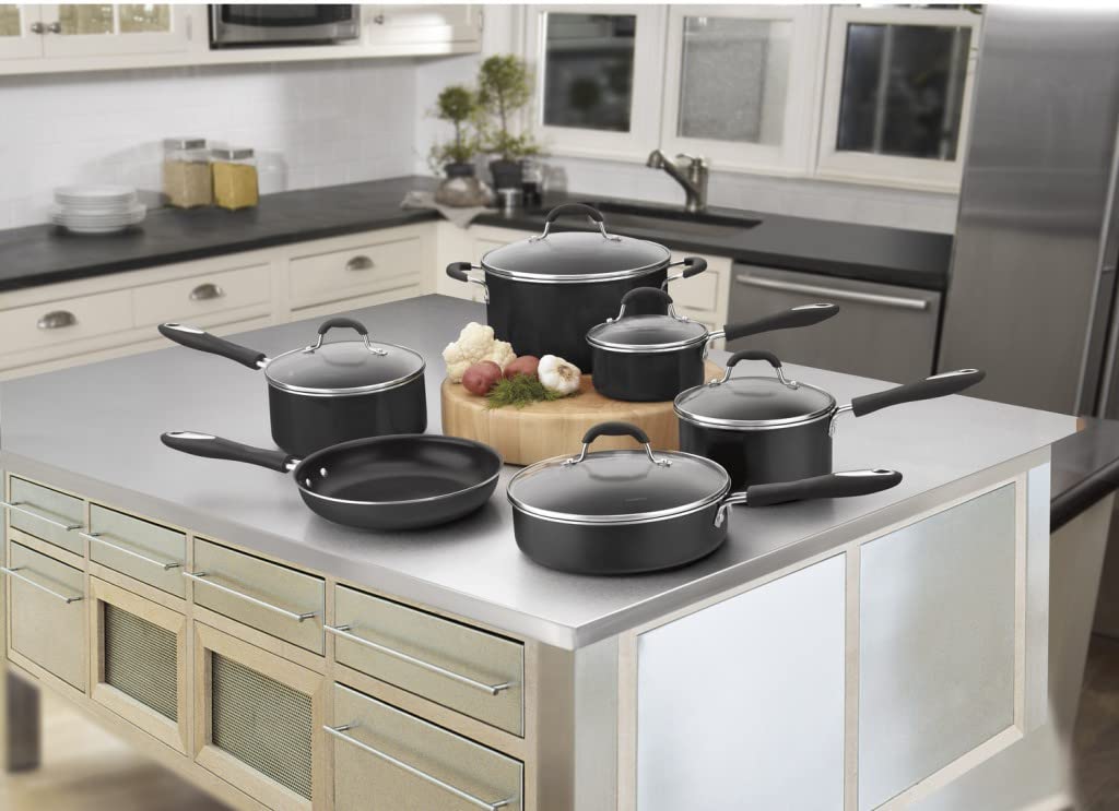 Cuisinart 11-Piece Set Advantage Nonstick Cookware, Black & 622-20 Chef's Classic 8-Inch Open Skillet Nonstick-Hard-Anodized