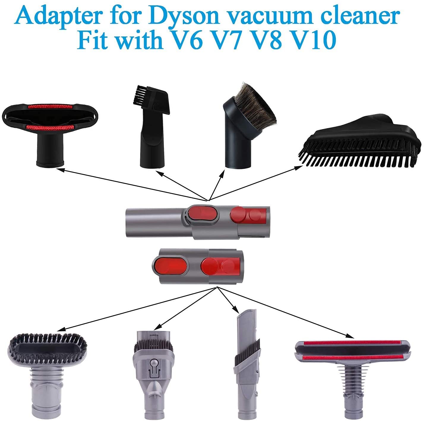 Flexible Extension Hose & Vacuum Attachments - Replacement Parts for Dyson V11 V10 V8 V7 V6 DC74 DC62 DC59 DC44 - Vacuum Cleaner Accessories Dusty Brush