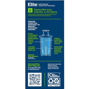 Brita Elite Water Filter Replacement for Pitchers and Dispensers, BPA-Free, Reduces 99% of Lead, Lasts Six Months or 120 Gallons, Includes 1 Pitcher Replacement Filter