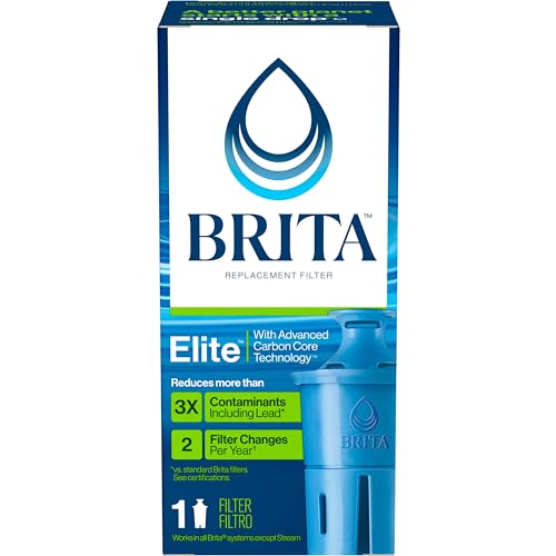 Brita Elite Water Filter Replacement for Pitchers and Dispensers, BPA-Free, Reduces 99% of Lead, Lasts Six Months or 120 Gallons, Includes 1 Pitcher Replacement Filter