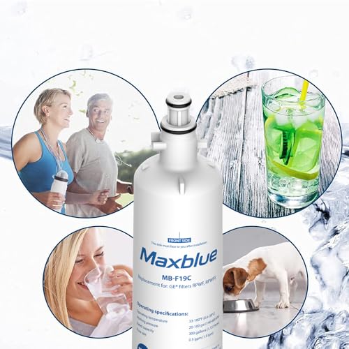 Maxblue Replacement for GE® RPWFE®, RPWF (with CHIP) Refrigerator Water Filter, Compatible with WSG-4, WF277, GFE28GMKES, PFE28KBLTS, GFD28GSLSS, PWE23KSKSS, GYE22HMKES, DFE28JSKSS, 2 Filters