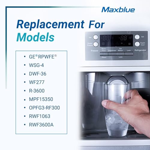 Maxblue Replacement for GE® RPWFE®, RPWF (with CHIP) Refrigerator Water Filter, Compatible with WSG-4, WF277, GFE28GMKES, PFE28KBLTS, GFD28GSLSS, PWE23KSKSS, GYE22HMKES, DFE28JSKSS, 2 Filters