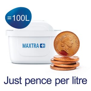 BRITA MAXTRA + Replacement Water Filter Cartridges, Compatible with all BRITA Jugs - Reduce Chlorine, Limescale and Impurities for Great Taste - Pack of 3