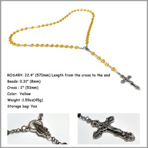 GeekTenet Yellow Faceted Cut Artificial Crystal YX Rosary Beads Chaplet Rosery Cross Catholic