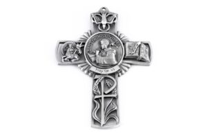 pewter catholic saint st thomas aquinas pray for us wall cross, 5 inch