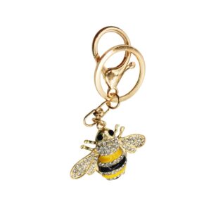 tenghong2021 sparkling rhinestone bee keychain bumble bee keyring animal key chain charm for bag purse wallet