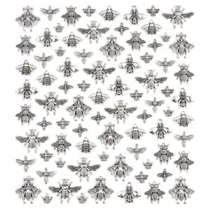 jialeey 81pcs alloy bee honeybee charms antique tibetan silver bee charms pendants diy for necklace bracelet earrings jewelry making crafting