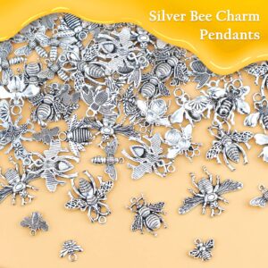 JIALEEY 81PCS Alloy Bee Honeybee Charms Antique Tibetan Silver Bee Charms Pendants DIY for Necklace Bracelet Earrings Jewelry Making Crafting