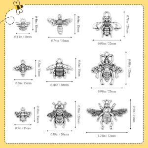 JIALEEY 81PCS Alloy Bee Honeybee Charms Antique Tibetan Silver Bee Charms Pendants DIY for Necklace Bracelet Earrings Jewelry Making Crafting