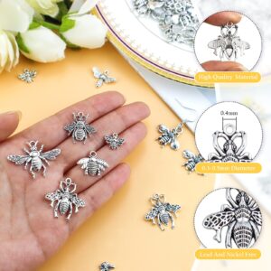 JIALEEY 81PCS Alloy Bee Honeybee Charms Antique Tibetan Silver Bee Charms Pendants DIY for Necklace Bracelet Earrings Jewelry Making Crafting