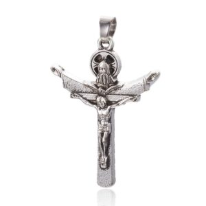 kissitty 10pcs tibetan style alloy crucifix cross pendants religious cross charms with pinch bail for easter rosary holy beads necklace jewelry making antique silver